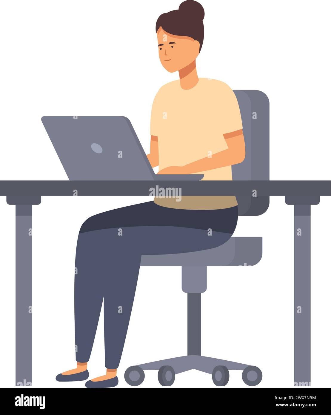 Daily routine office working icon cartoon vector. Laptop hours ...