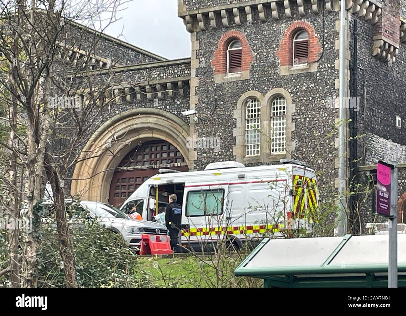 Emergency personnel outside HMP Lewes after several prisoners are ...
