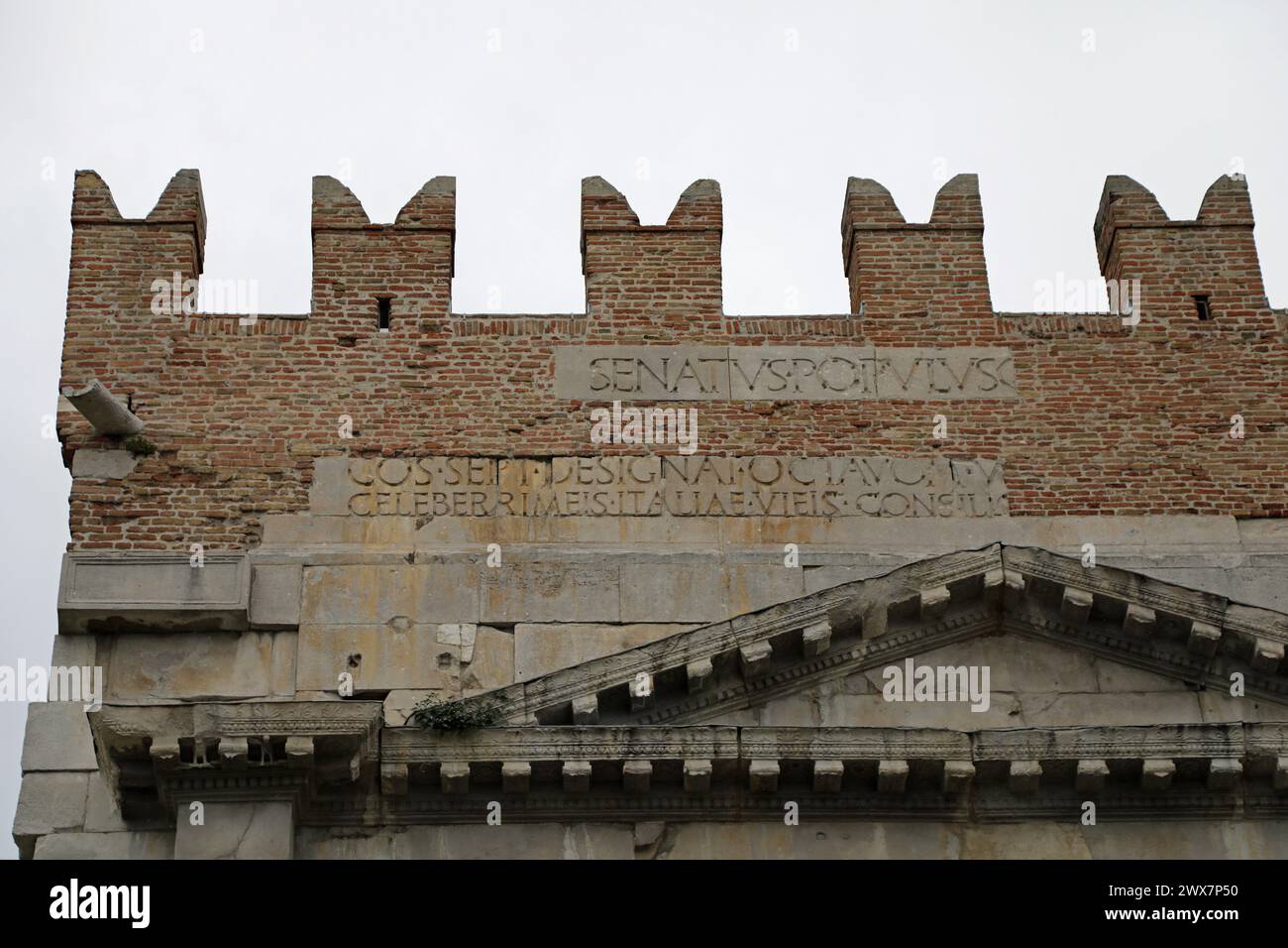Inscription on the Arch of Augustus in Rimini Stock Photo - Alamy
