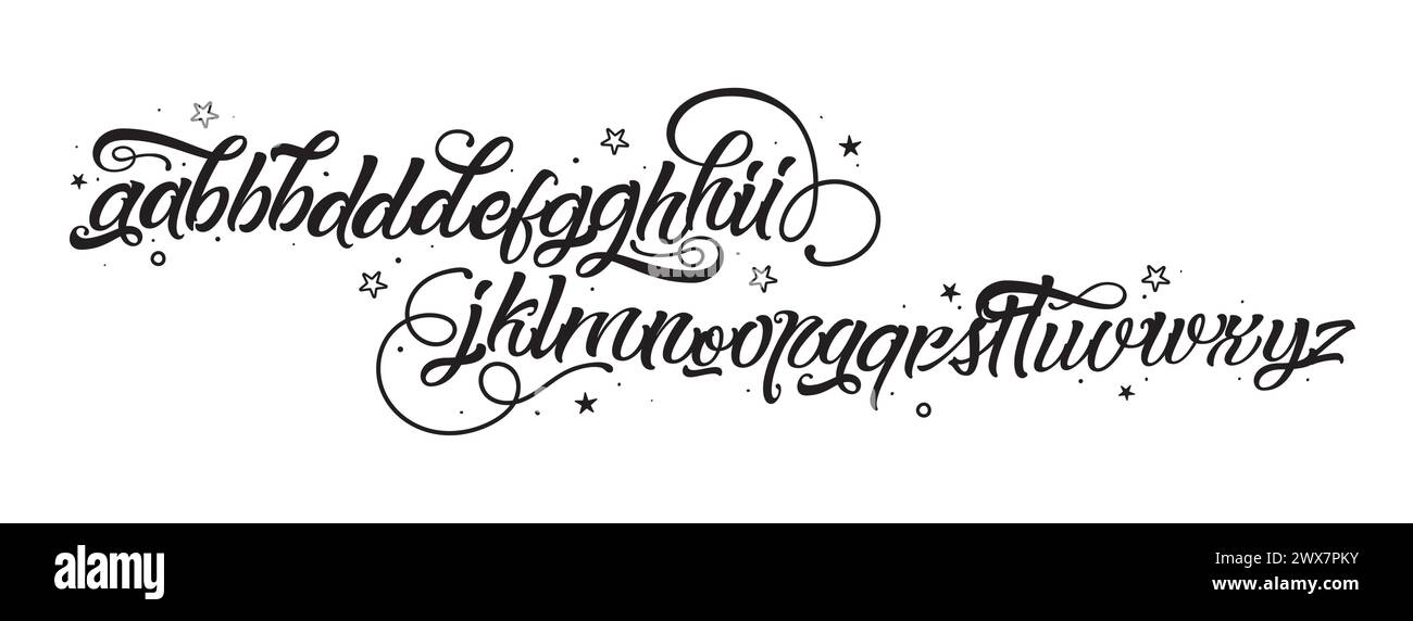 Lettering font isolated on white background. Texture alphabet. Vector ...