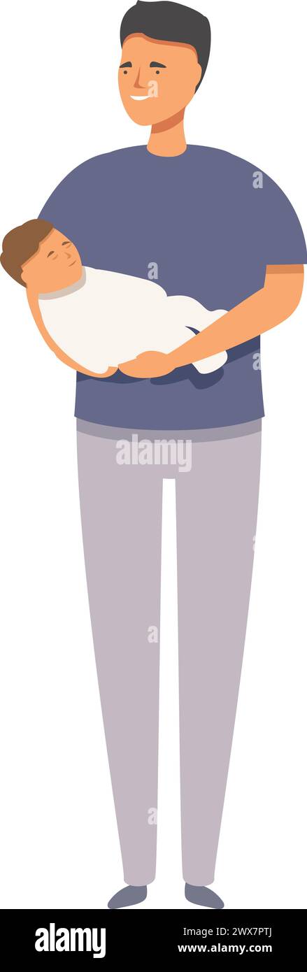 Dad care baby icon cartoon vector. Sleep child tired. Feeding cute ...