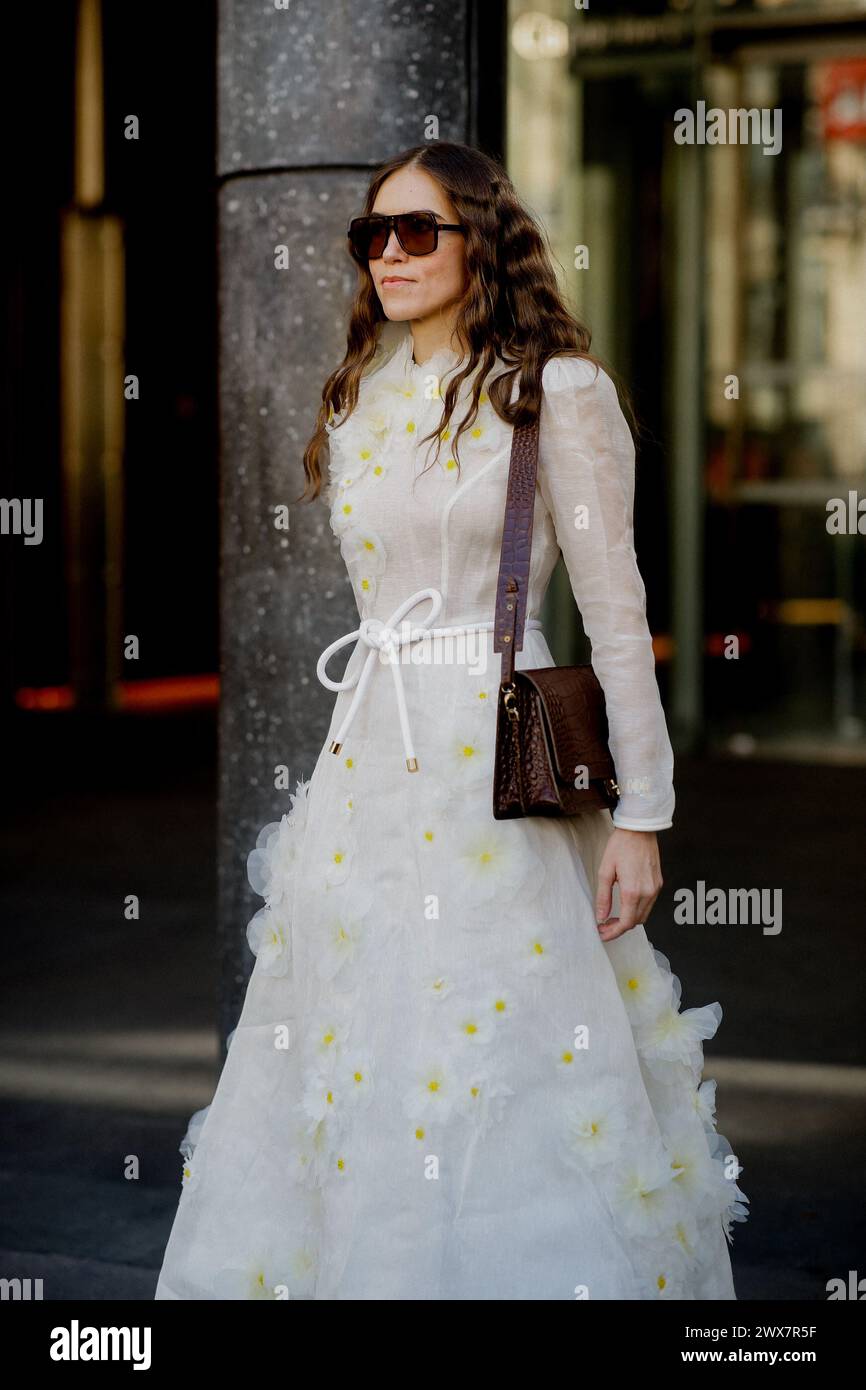 Paris, France. 04th Mar, 2024. Street style, Natalie Salmon arriving at ...