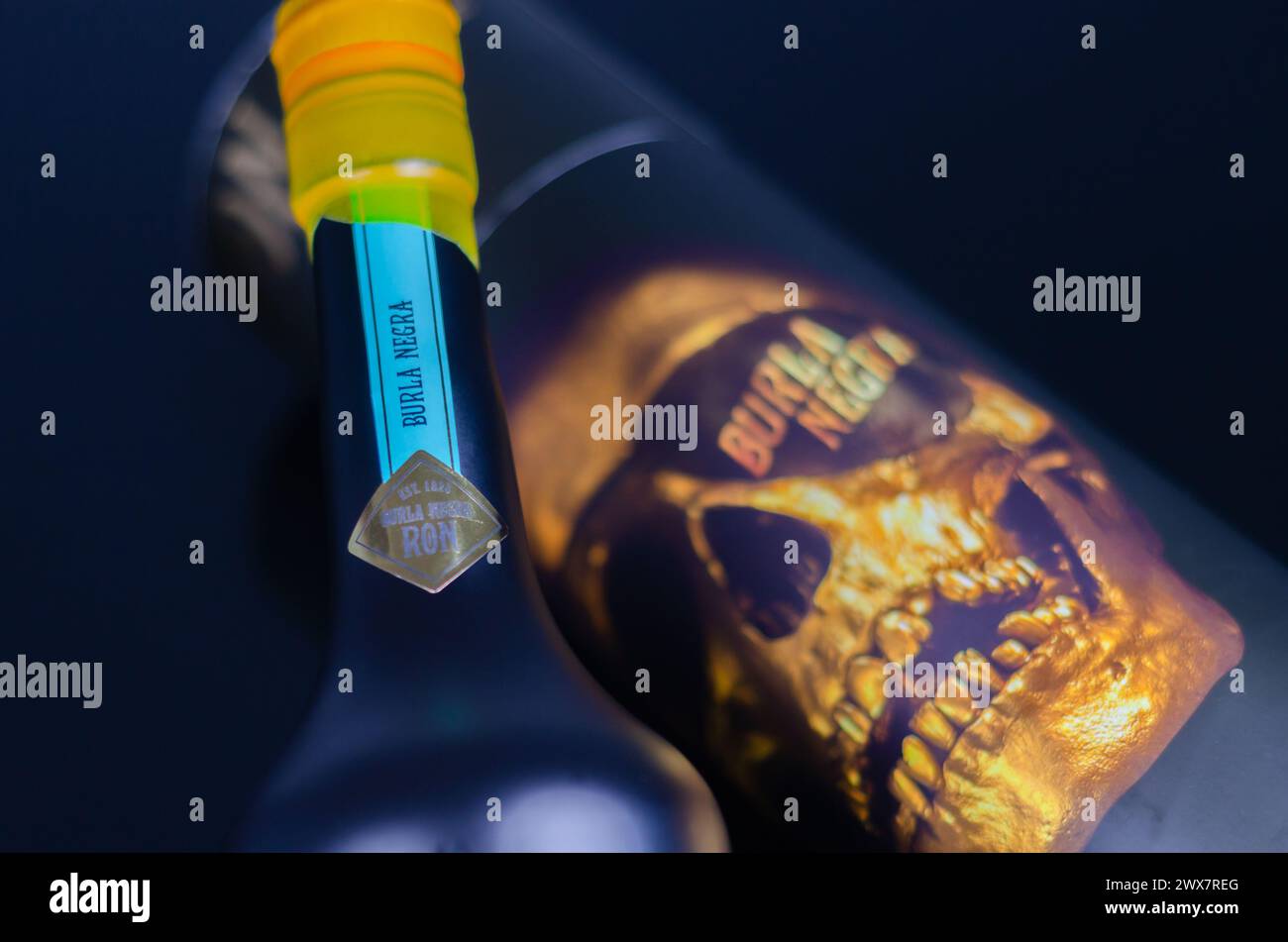 LONDON, UK - 08 MARCH 2024 The rum is matured in Albarino wine barrels ...