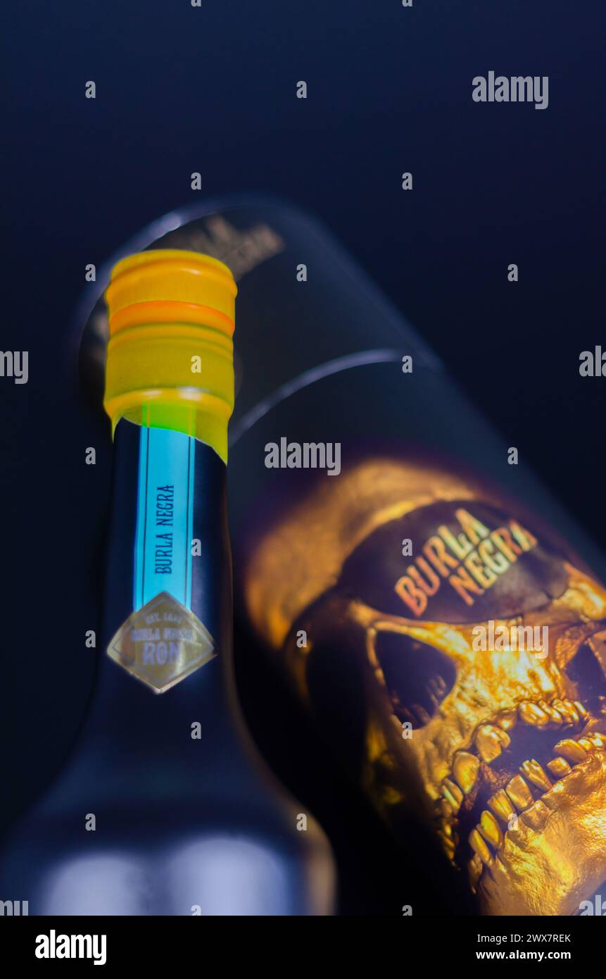 LONDON, UK - 08 MARCH 2024 The rum is matured in Albarino wine barrels ...