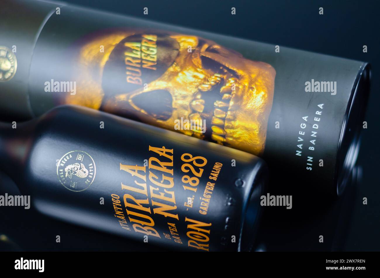 LONDON, UK - 08 MARCH 2024 The rum is matured in Albarino wine barrels ...