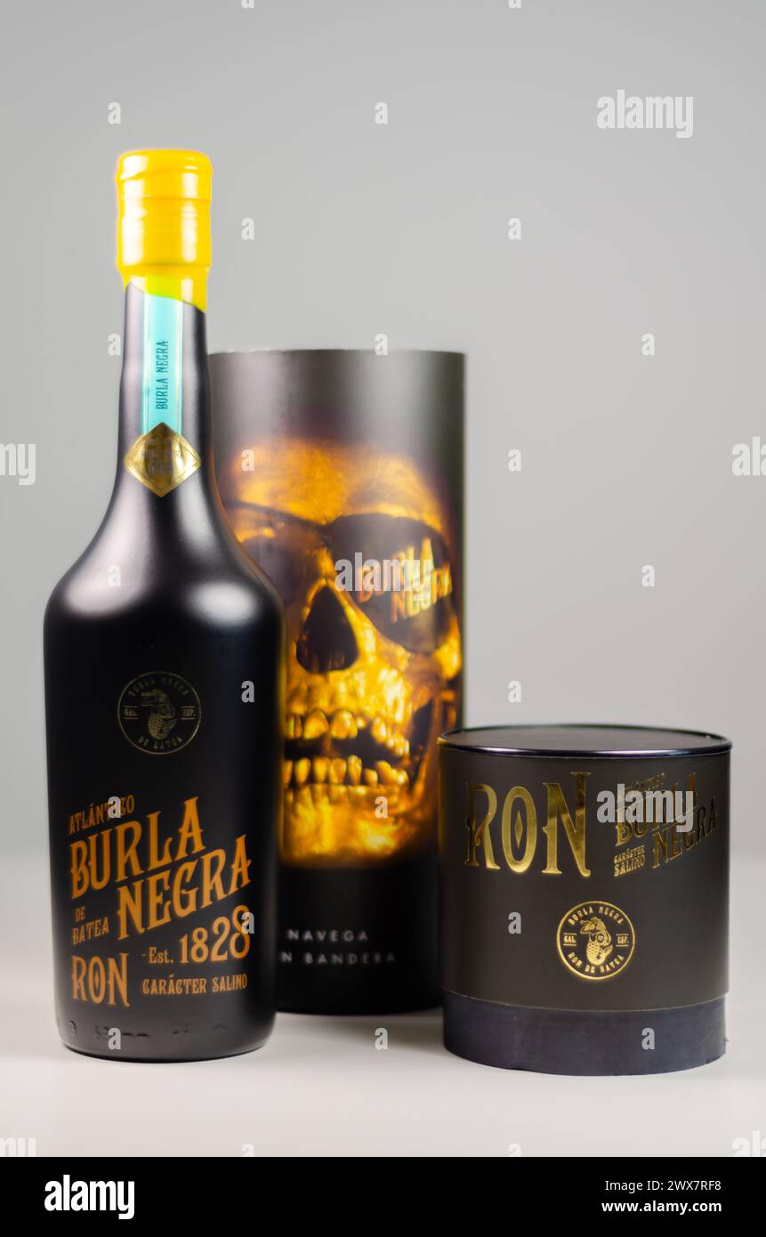 LONDON, UK - 08 MARCH 2024 The rum is matured in Albarino wine barrels ...