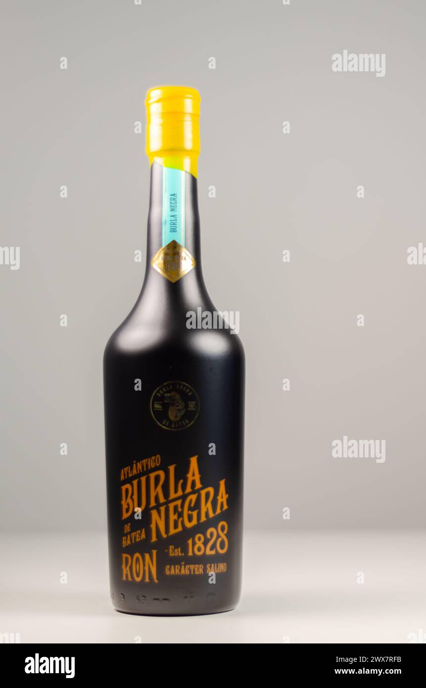 LONDON, UK - 08 MARCH 2024 The rum is matured in Albarino wine barrels ...