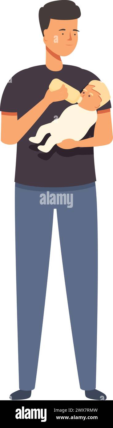 Daddy baby care icon cartoon vector. Desperate care. Infant weary alert ...