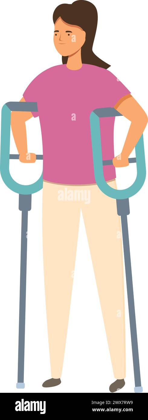Balance crutch icon cartoon vector. Medicine rehab. Treatment exercise ...