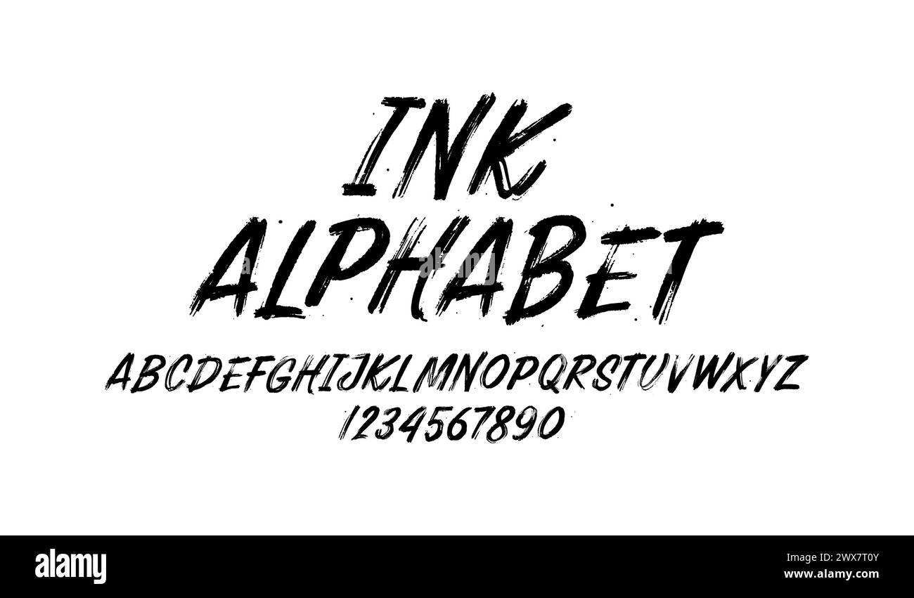 Lettering font isolated on white background. Texture alphabet. Vector ...