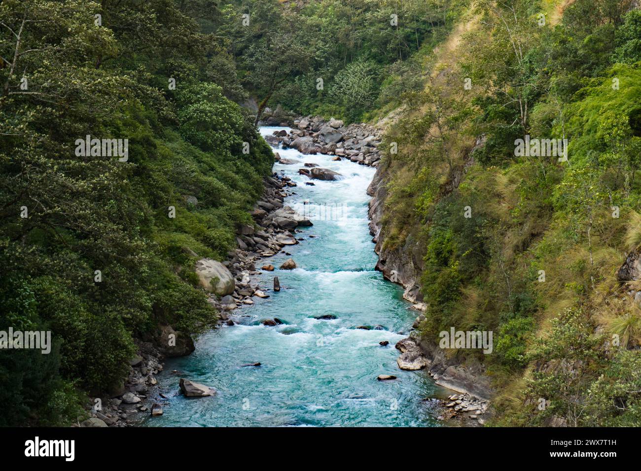 Tamor River on route to Kanchenjunga Base Camp Trek Nepal Stock Photo ...