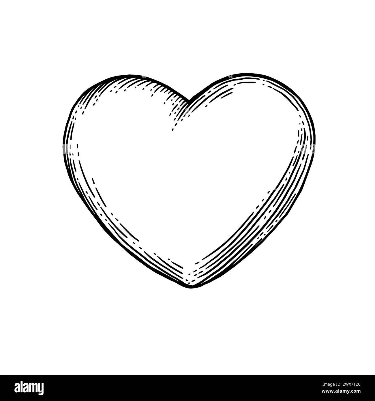 Heart in style vintage engraving illustration isolated on a white ...