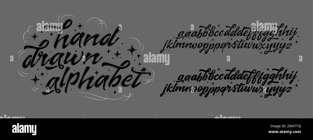 Lettering font isolated on white background. Texture alphabet. Vector ...