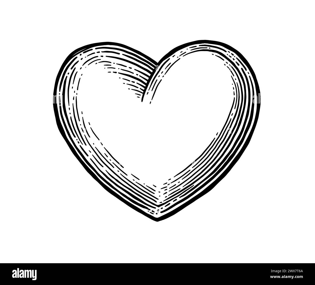 Heart in style vintage engraving illustration isolated on a white ...