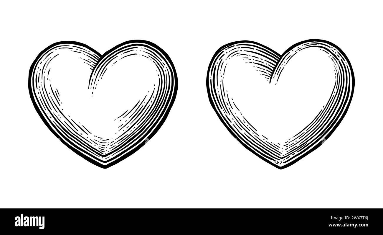 Heart in style vintage engraving illustration isolated on a white ...