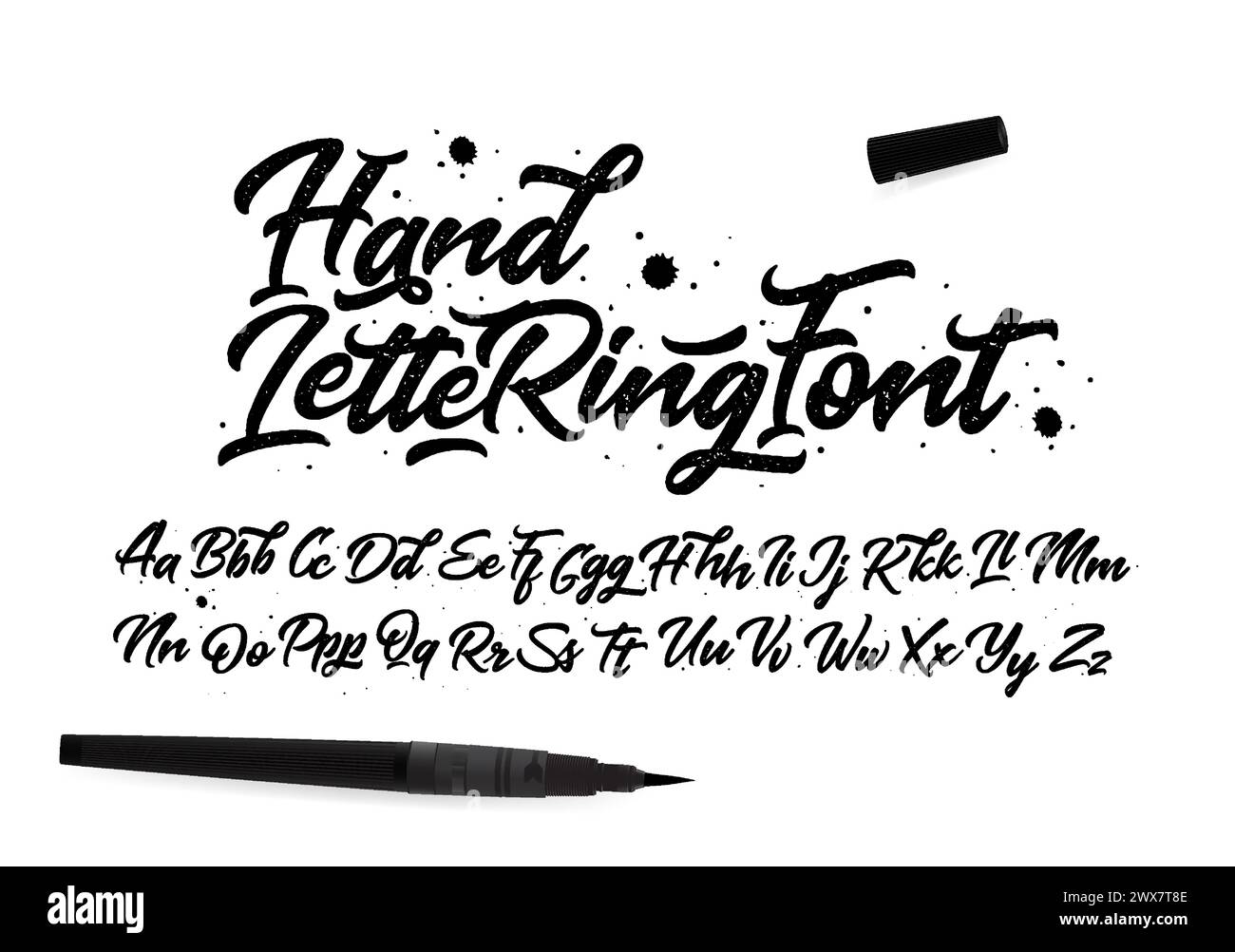 Lettering font isolated on white background. Texture alphabet. Vector ...