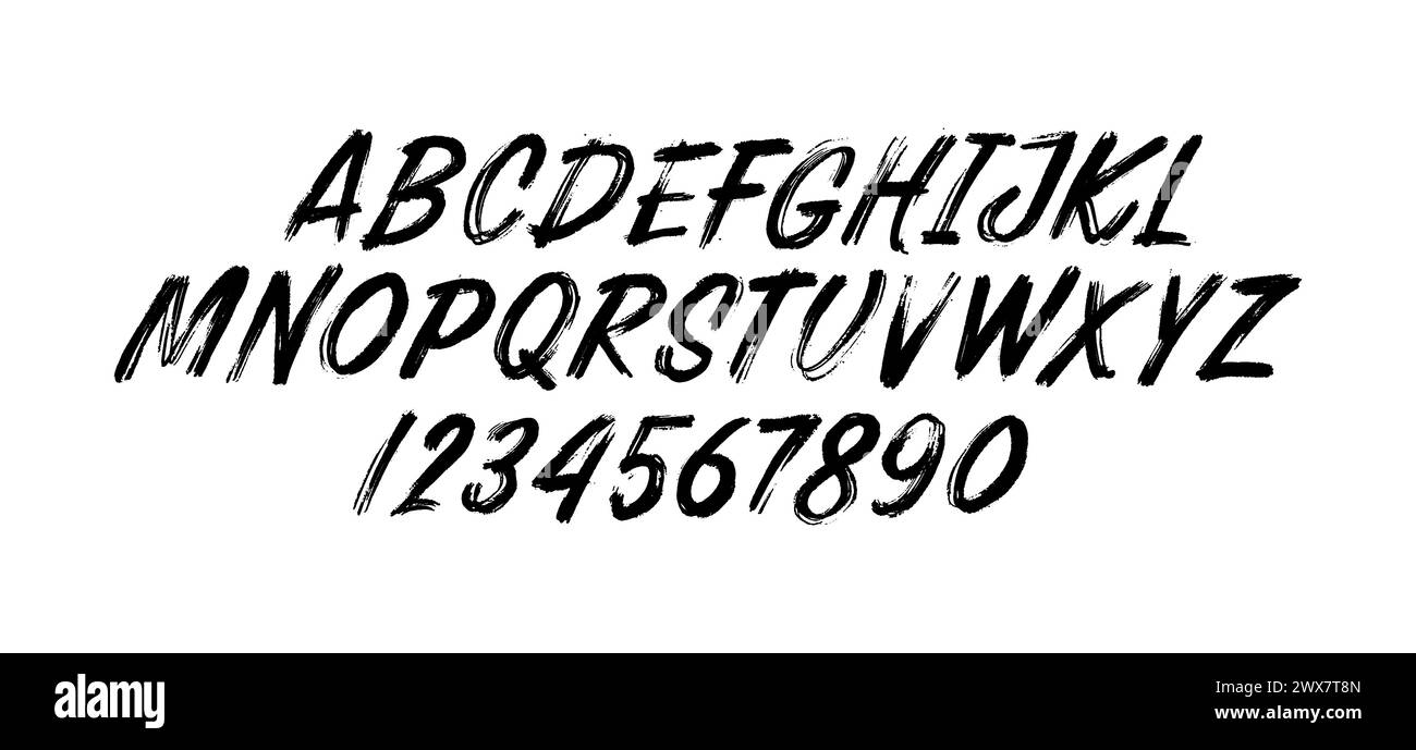 Lettering font isolated on white background. Texture alphabet. Vector ...