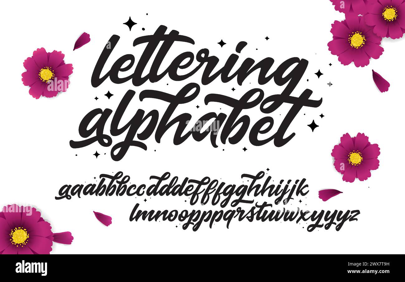 Lettering font isolated on white background. Texture alphabet. Vector ...