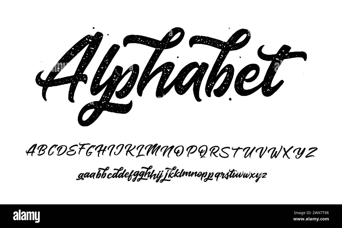 Lettering font isolated on white background. Texture alphabet. Vector ...