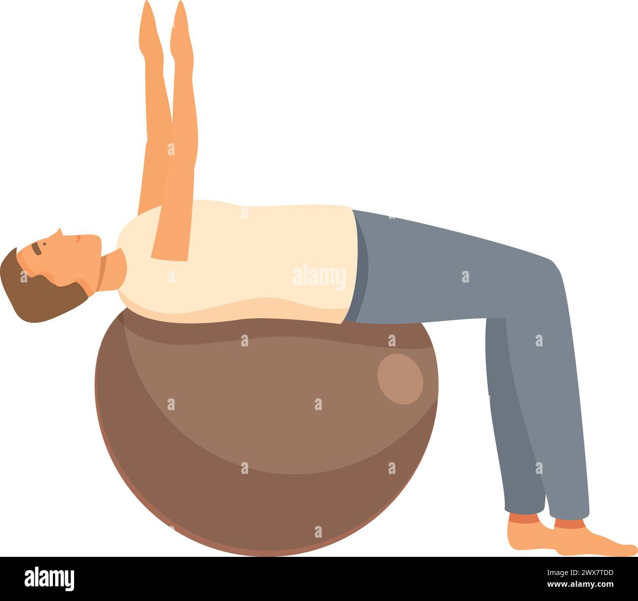 Exercise on fitness ball icon cartoon vector. Patient therapy. Health ...