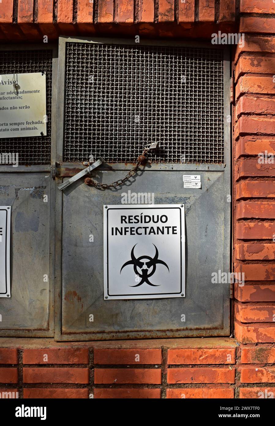 RIBEIRAO PRETO, SAO PAULO, BRAZIL - January 2, 2024: Warning sign in ...