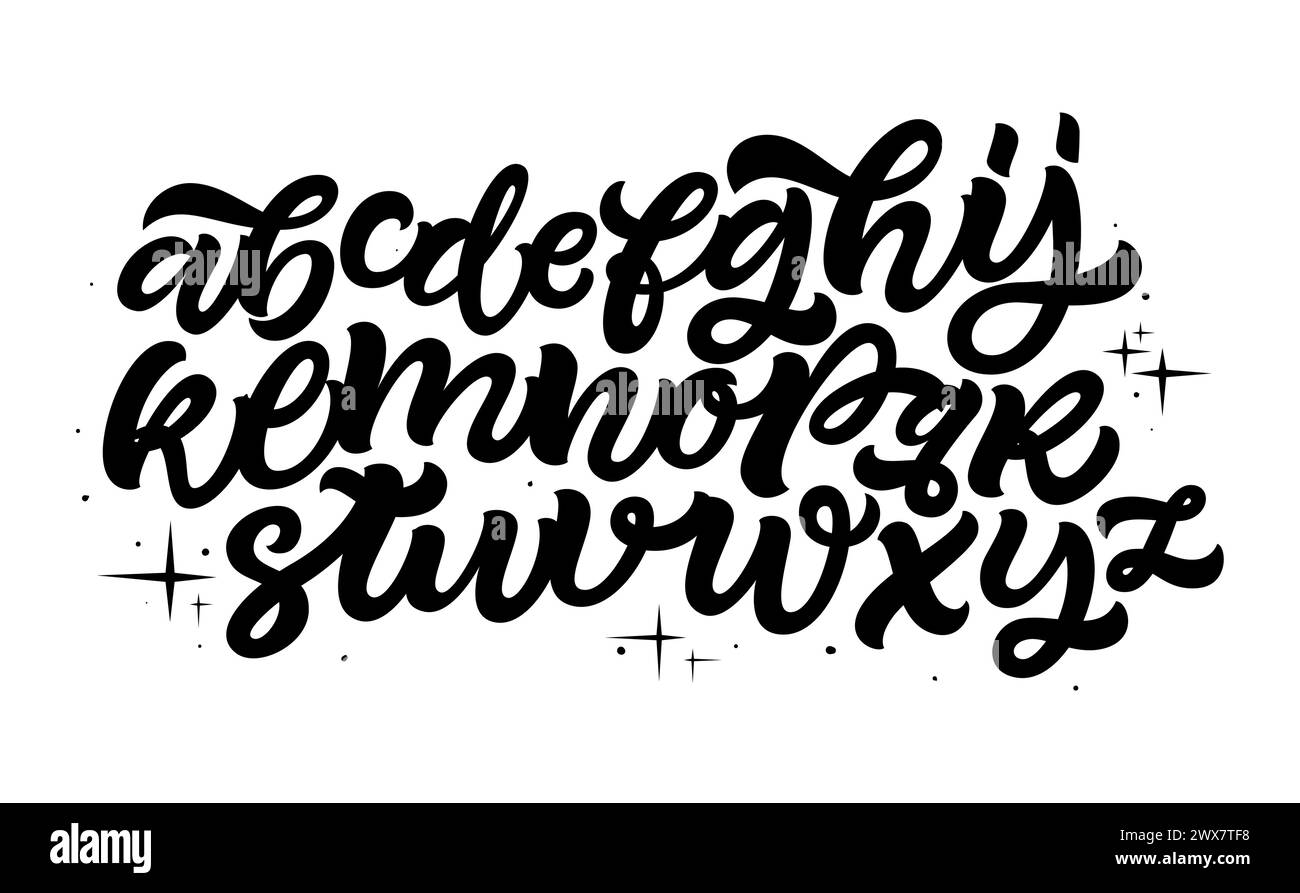 Lettering font isolated on white background. Texture alphabet. Vector ...