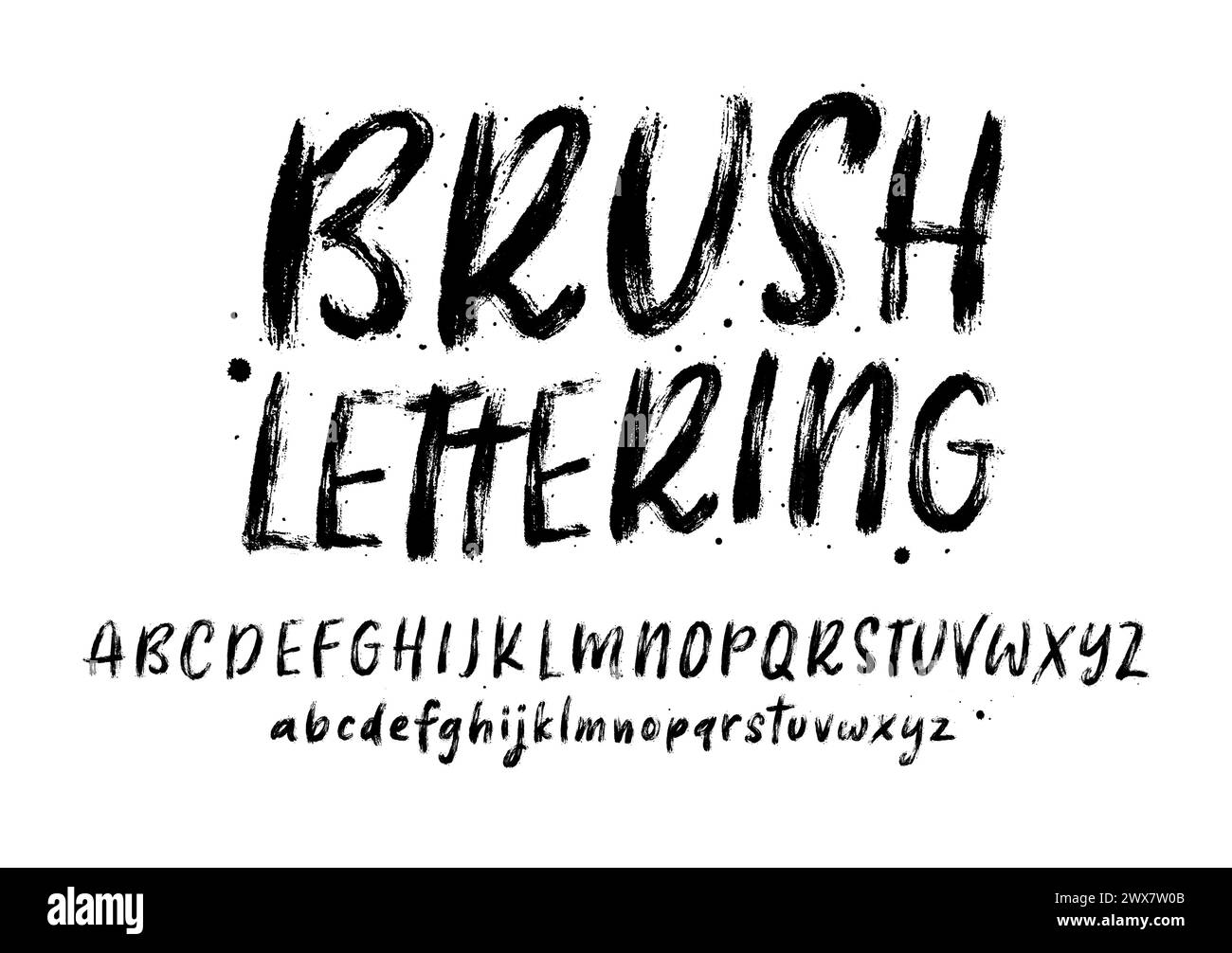 Vector hand drawn alphabet isolated on white background. Brush painted ...