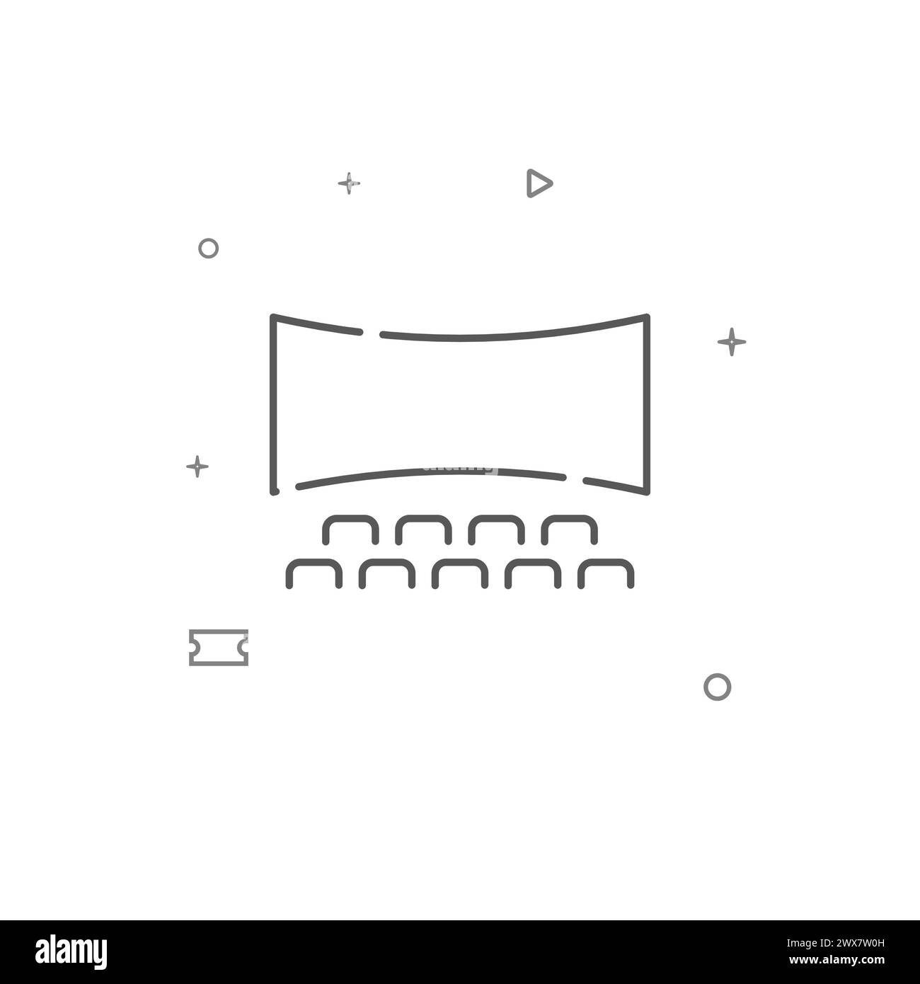 Cinema screen, auditorium simple vector line icon. Symbol, pictogram ...