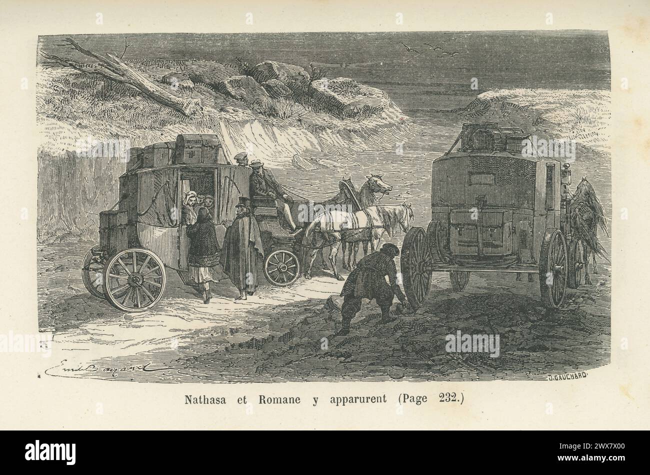 the door opened and Natasha and Romane stepped in." Illustration from "Le Général Dourakine ...