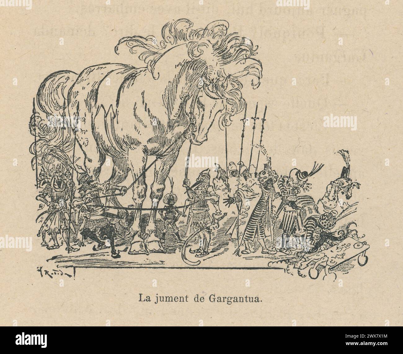 Gargantua's mare. Illustration published in "Le bon géant Gargantua ...