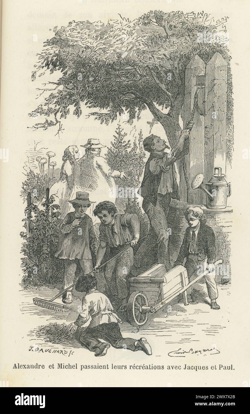 "Alexandre and Michel spent their breaks with Jacques and Paul. Illustration from "Le Général ...