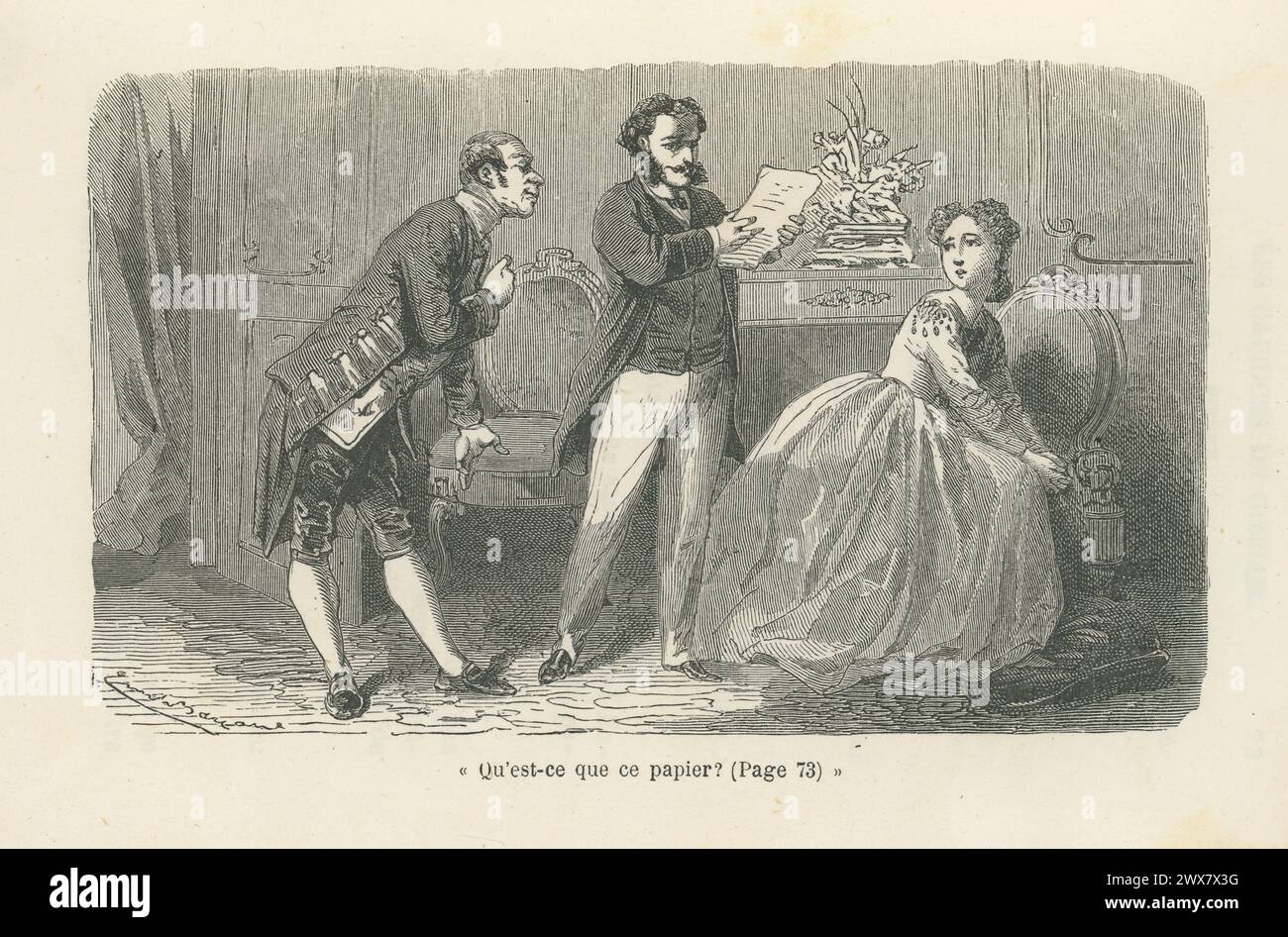 M. Gerville snatching a piece of paper from the hands of his servant ...