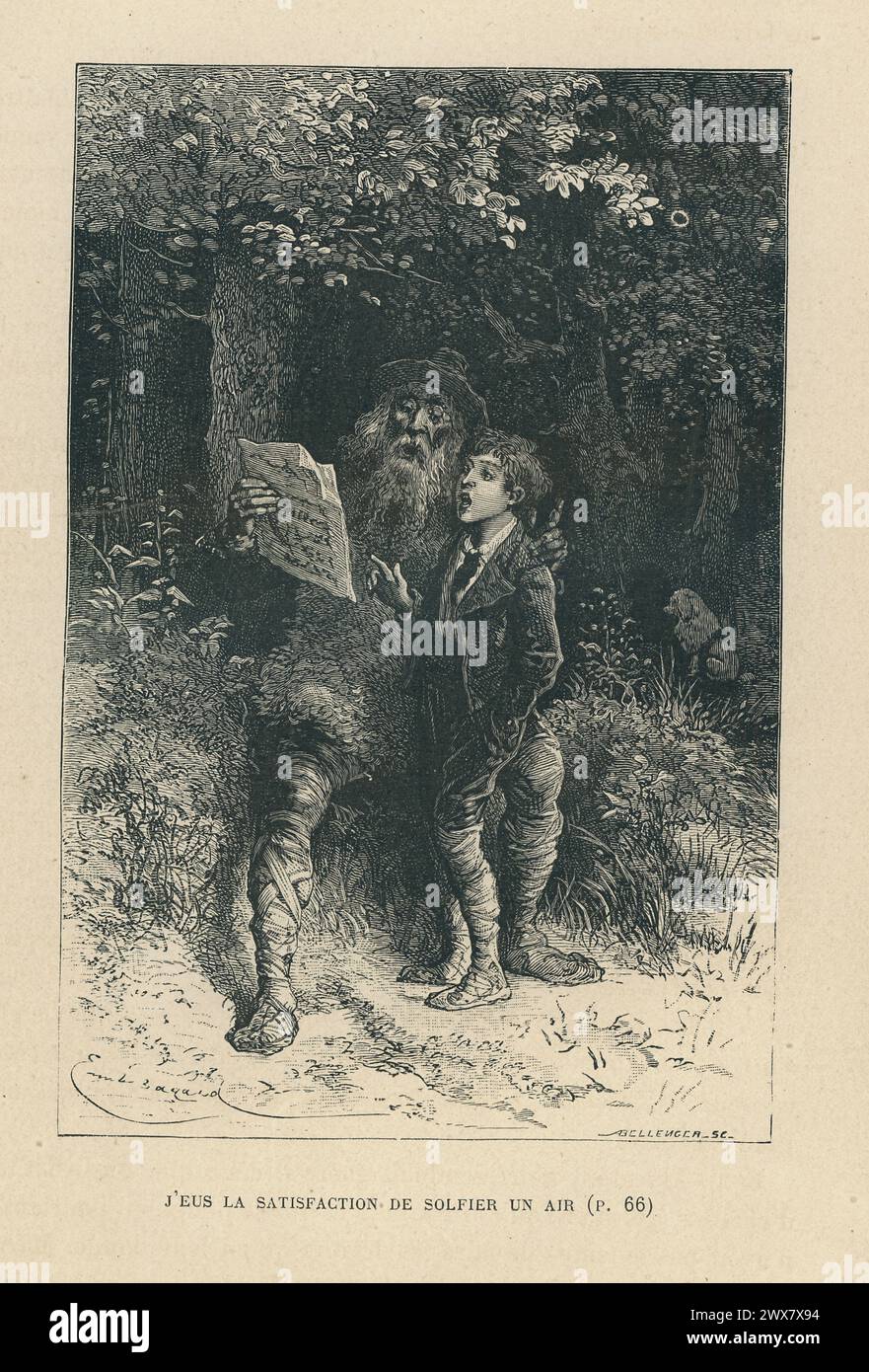 Vitalis teaching Rémi to sing. Part I, Chapter VII. Illustration from ...