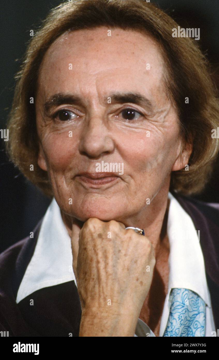 French writer Anne Philipe on the set of the literary television ...