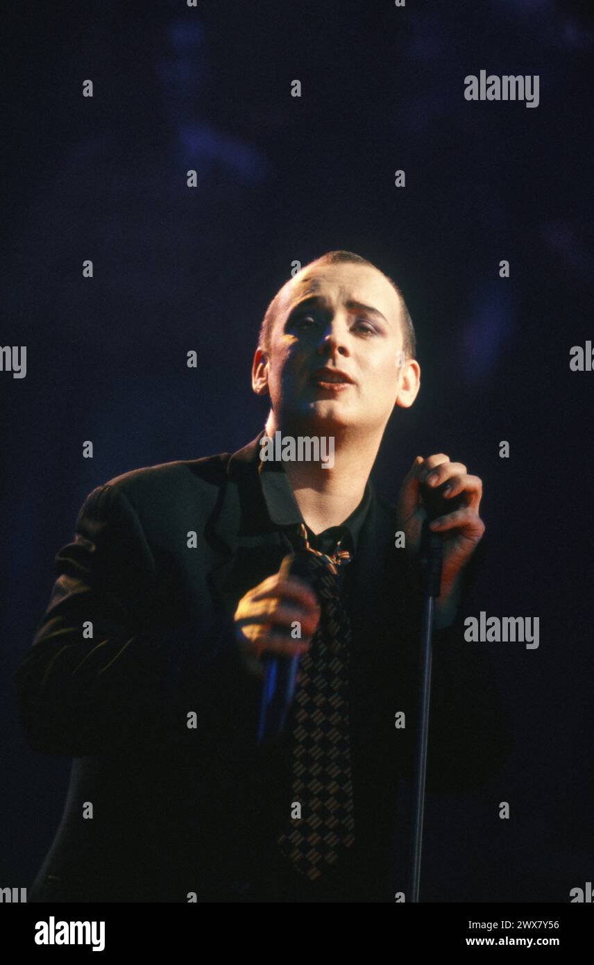 Boy George on stage during a French television programme. 18 April 1995 ...