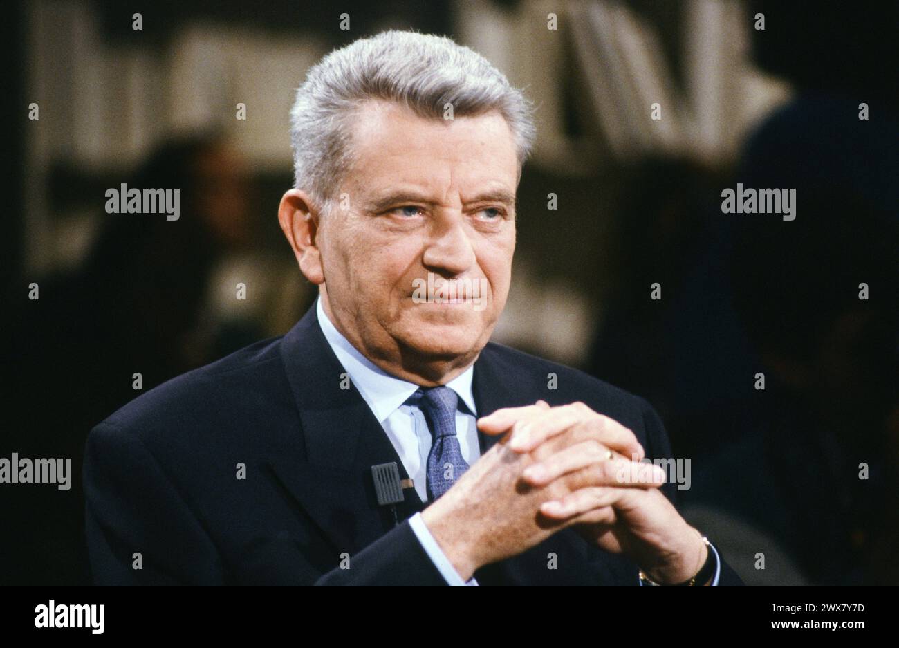 Louis Pauwels on the set of the literary TV show "Apostrophes" on May ...