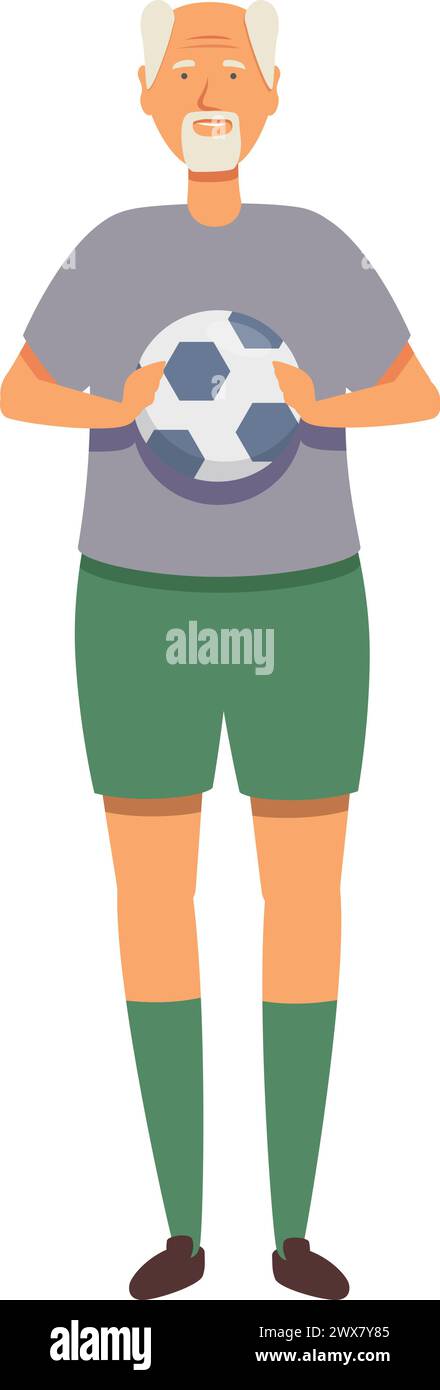 Gym elderly person icon cartoon vector. Adult retirement. Sport soccer ...