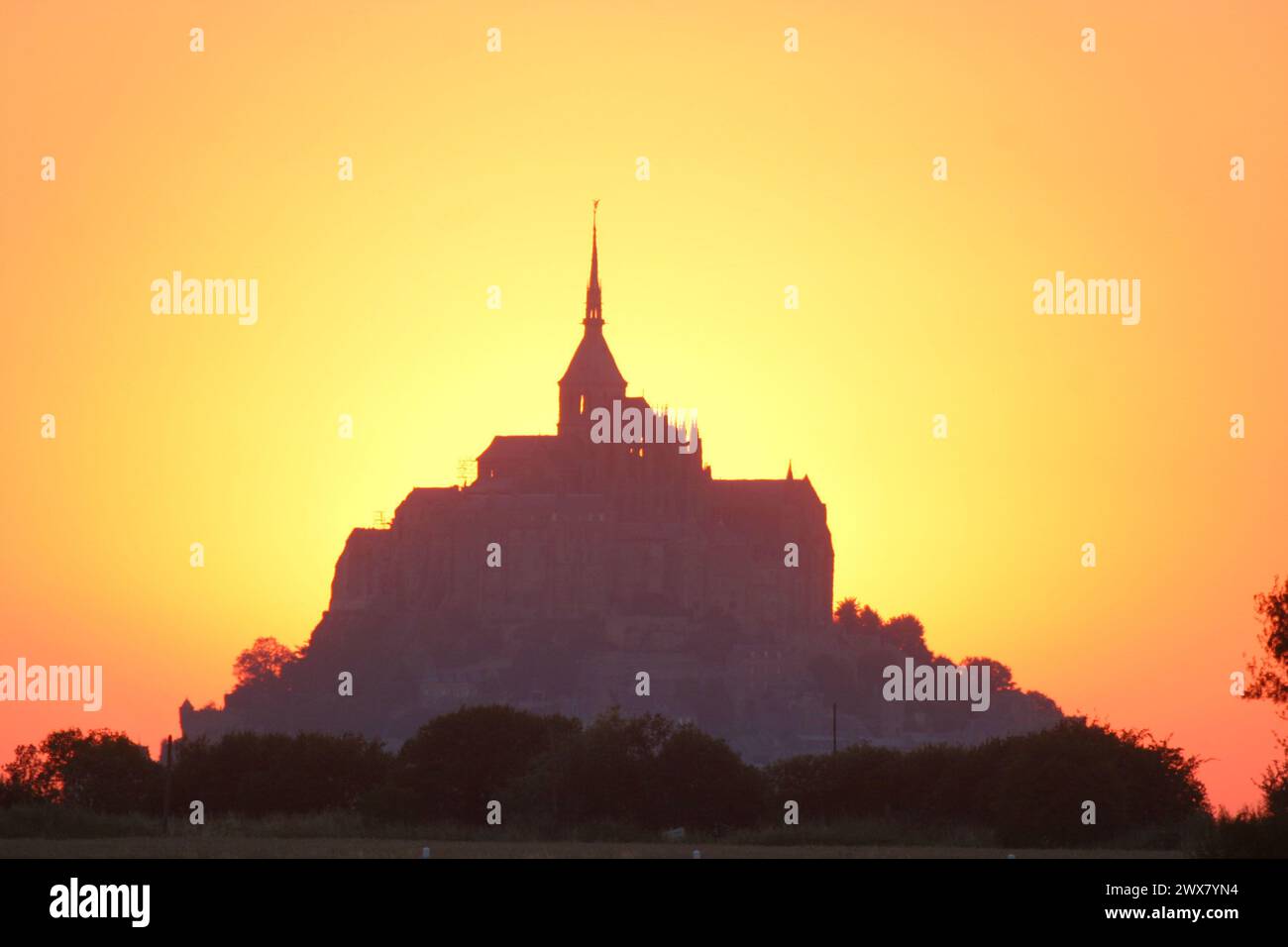 tourism, France, normandy, manche, The Mont Saint-Michel, nightfall ...