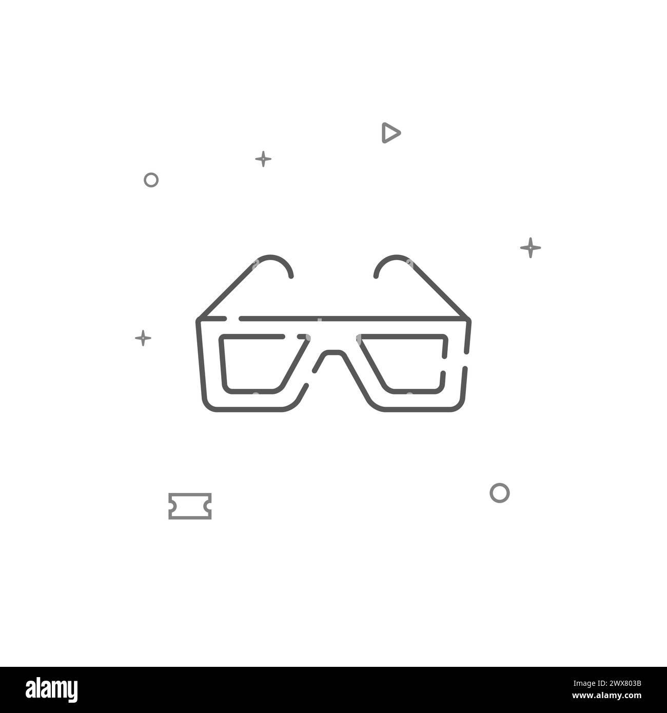 3D glasses simple vector line icon. Symbol, pictogram, sign isolated on ...