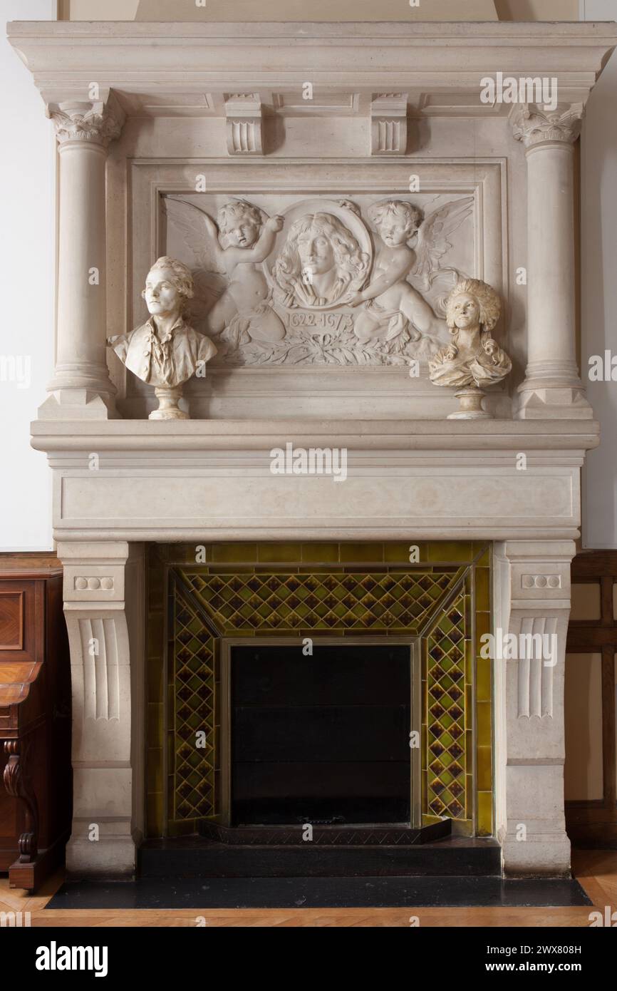 Paris, 71 rue du ranelagh, lycee moliere, crafted fireplace of the ...