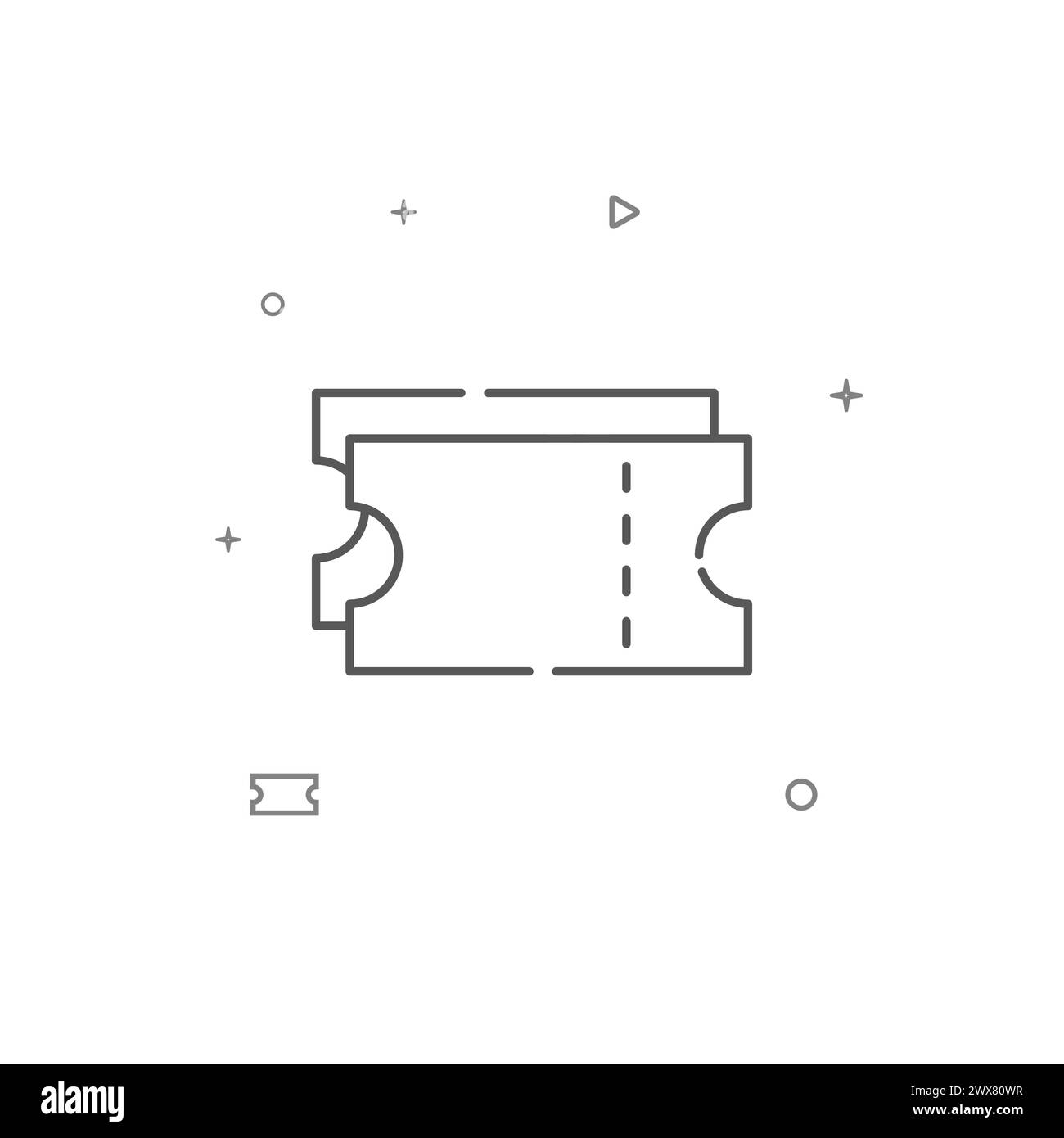 Two tickets to a movie show simple vector line icon. Symbol, pictogram ...