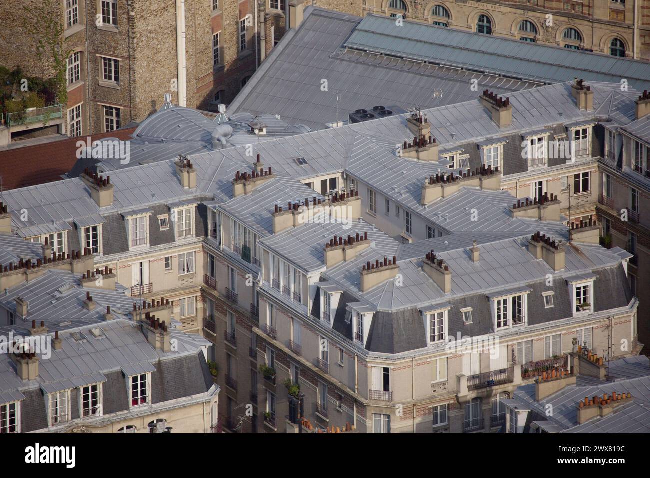 Aerial view of Paris from the 56th floor of the Tour Montparnasse, 14th ...