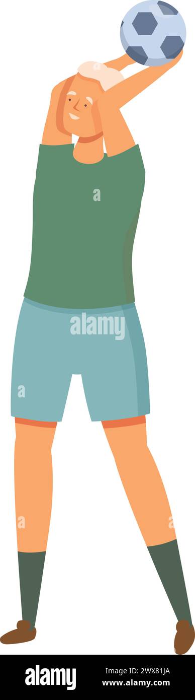 Throw in football icon cartoon vector. Senior man. Retirement elder ...