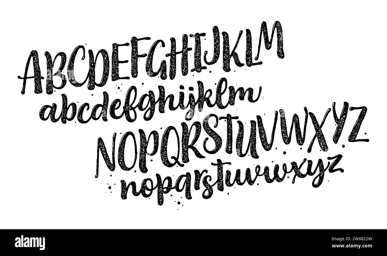 Lettering font isolated on white background. Texture alphabet. Vector ...