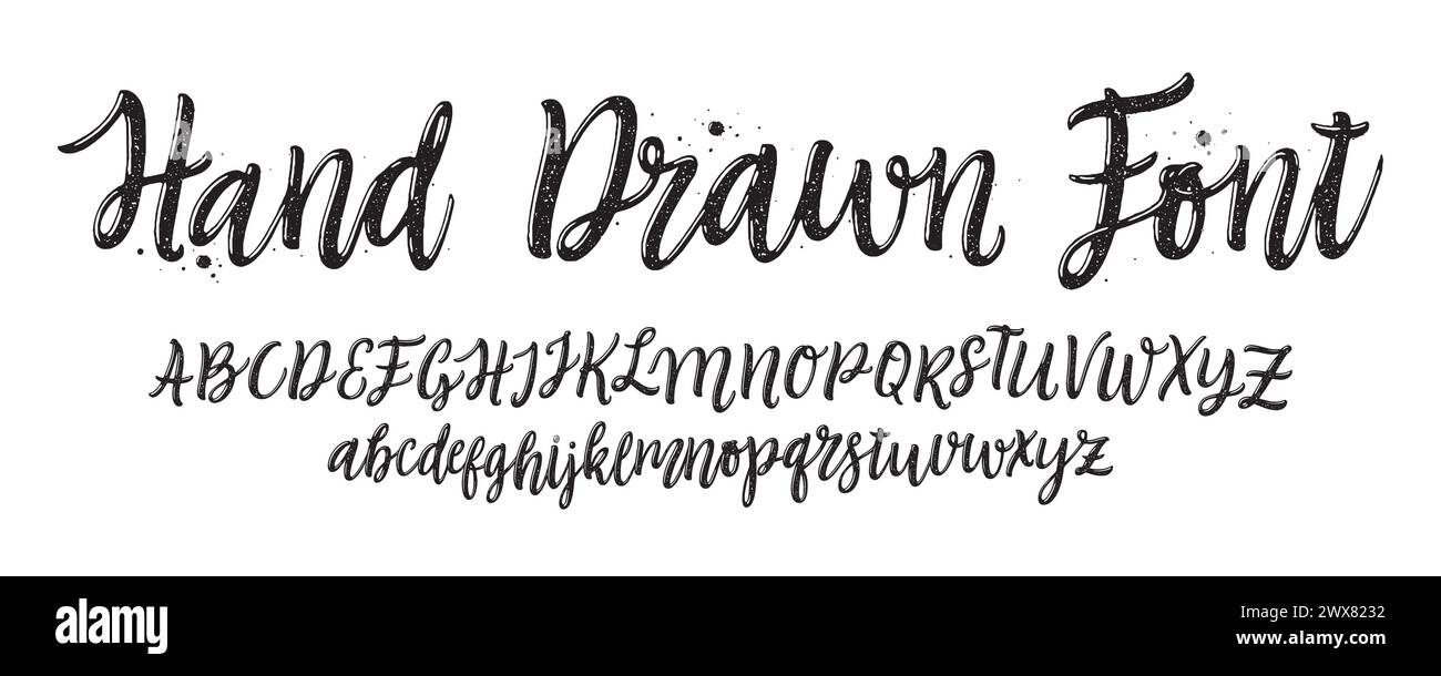 Lettering font isolated on white background. Texture alphabet. Vector ...