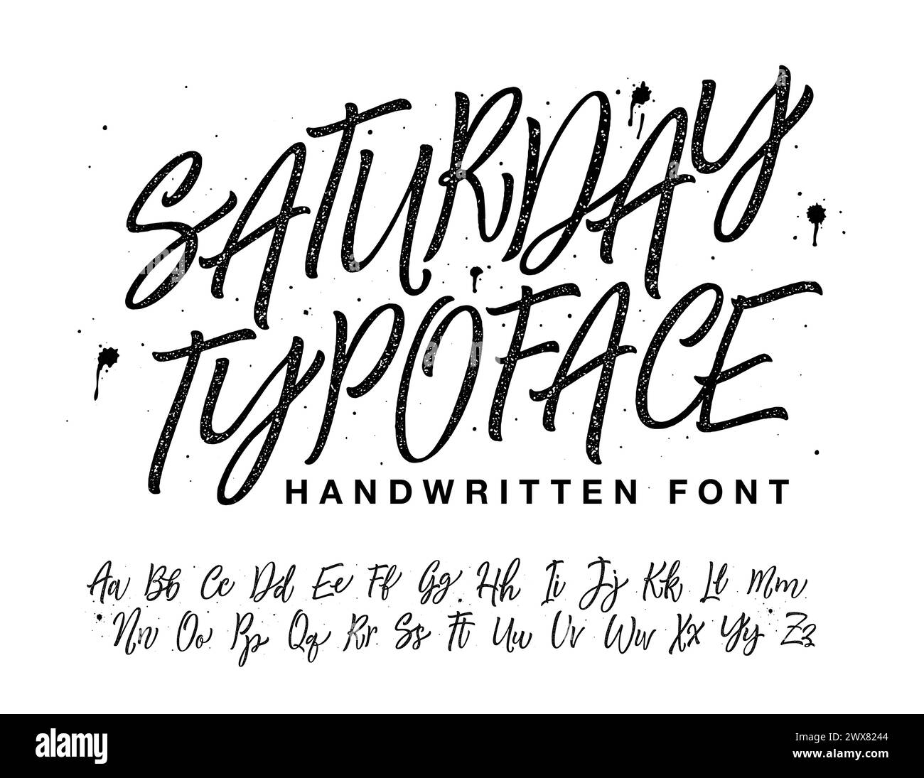 Vector hand drawn alphabet isolated on white background. Brush painted ...