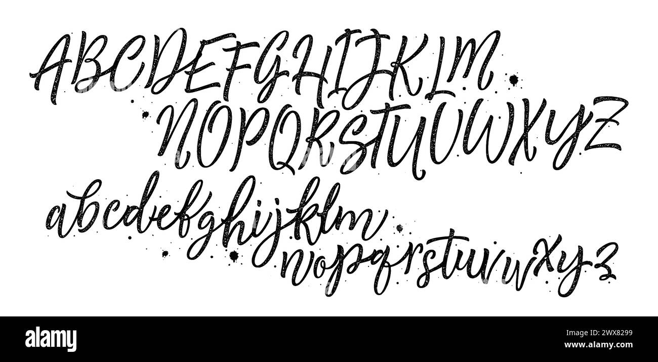 Lettering font isolated on white background. Texture alphabet. Vector ...