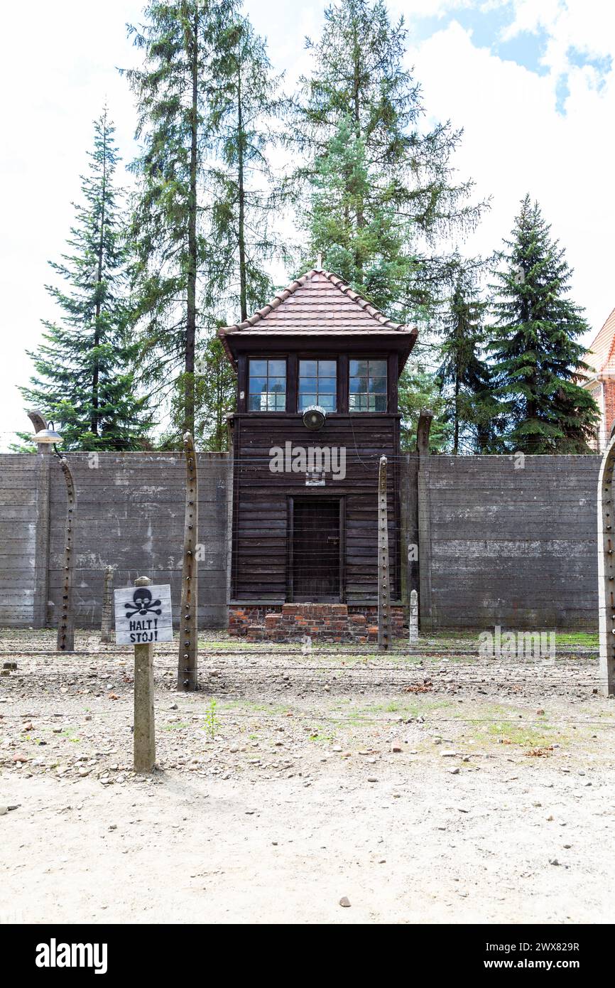 Guard tower at Auschwitz I concentration camp, Poland Stock Photo - Alamy
