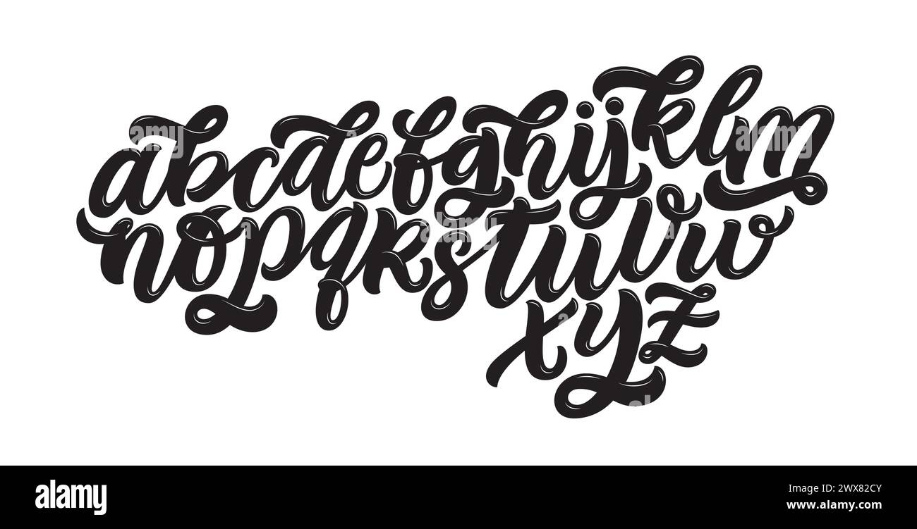 Lettering font isolated on white background. Texture alphabet. Vector ...