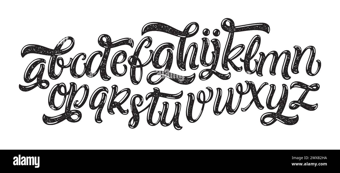 Lettering font isolated on white background. Texture alphabet. Vector ...